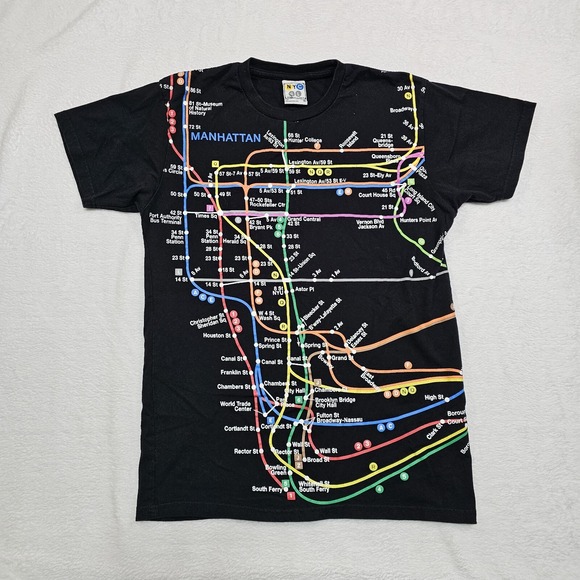NYC | Shirts | Nyc Subway Shirt Mens Medium New York Ny Map Neon Party ...